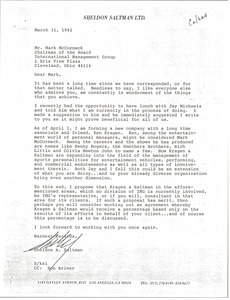 Letter from Sheldon A. Saltman to Mark H. McCormack - Digital Commonwealth