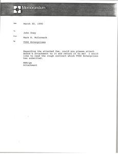 Memorandum from Mark H. McCormack to John Oney - Digital Commonwealth