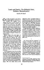 Lands and Family : The Richards Farm, Dedham, Massachusetts - Digital ...