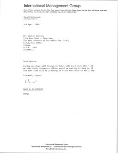 Letter from Mark H. McCormack to Lynton Taylor - Digital Commonwealth