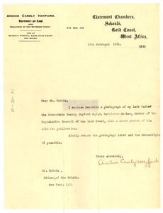 Letter from Archie Casely Hayford to W. E. B. Du Bois - Digital ...