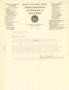 Letter from Neval H. Thomas to W. E. B. Du Bois - Digital Commonwealth