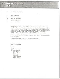 Memorandum from Mark H. McCormack to Rick Isaacson - Digital Commonwealth