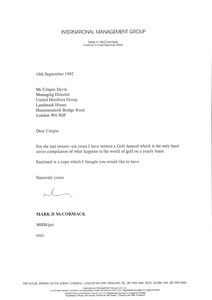 Letter from Mark H. McCormack to Crispin Davis - Digital Commonwealth