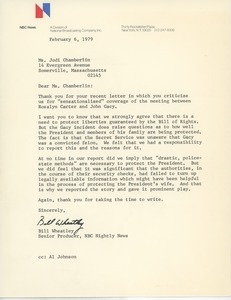 Letter from Bill Wheatley to Judi Chamberlin - Digital Commonwealth