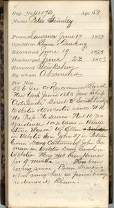 Tewksbury Almshouse Intake Record: Grimley, Peter - Digital Commonwealth