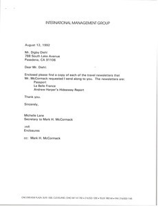 Letter from Michelle Lane to Digby Diehl - Digital Commonwealth