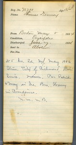 Tewksbury Almshouse Intake Record: Denney, Thomas - Digital Commonwealth