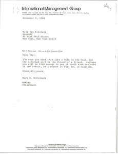 Letter from Mark H. McCormack to Kay Mitchell - Digital Commonwealth