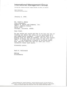 Letter from Mark H. McCormack to Fred E. Adams - Digital Commonwealth