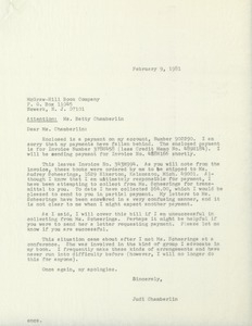 Letter from Judi Chamberlin to Elizabeth Chamberlin - Digital Commonwealth