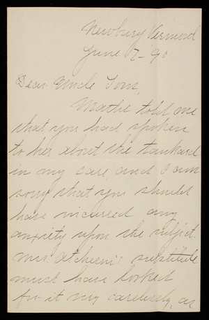 [Elizabeth Cass Hunt Brush] to [Thomas Lincoln Casey], June 7, 1890 ...