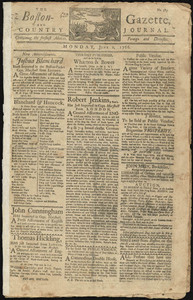 The Boston-Gazette, and Country Journal, 2 June 1766 (includes ...