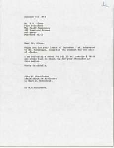 Letter from Rita M. Shackleton to H. E. Klose - Digital Commonwealth