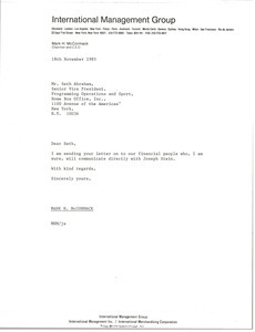Letter from Mark H. McCormack to Seth Abraham - Digital Commonwealth