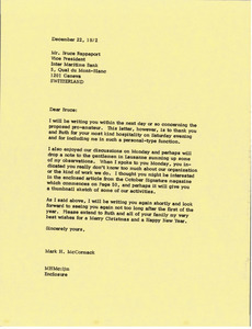 Letter from Mark H. McCormack to Bruce Rappaport - Digital Commonwealth