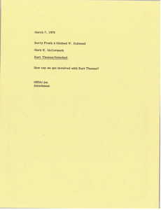 Memorandum from Mark H. McCormack to Barry Frank and Michael Halstead ...