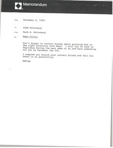 Memorandum from Mark H. McCormack to Todd McCormack - Digital Commonwealth