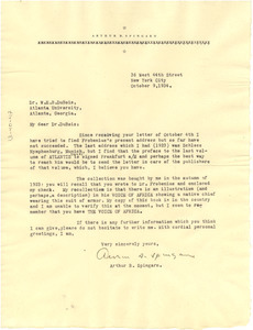 Letter from Arthur B. Spingarn to W. E. B. Du Bois - Digital Commonwealth