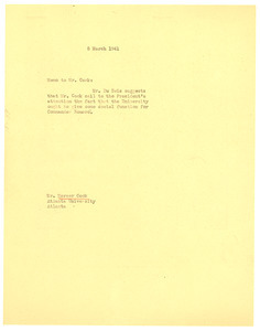 Memorandum from W. E. B. Du Bois to Mercer Cook - Digital Commonwealth