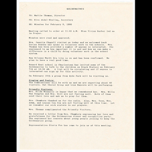 Minutes of Goldenaires meeting held February 8, 1990 - Digital Commonwealth
