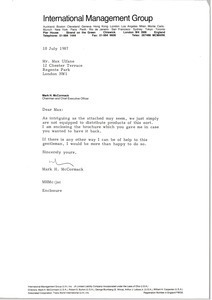 Letter from Mark H. McCormack to Max Ulfane - Digital Commonwealth
