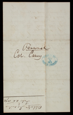 General Henry L. Abbot to Thomas Lincoln Casey, February 23, 1873 ...