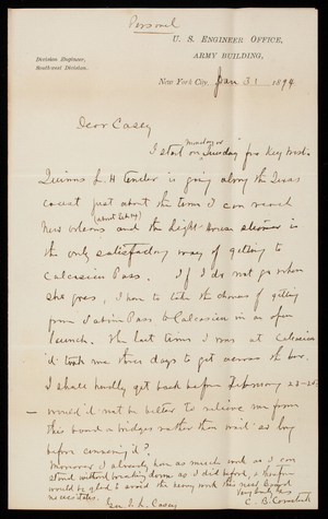 [Cyrus] B. Comstock to Thomas Lincoln Casey, January 31, 1894 - Digital ...