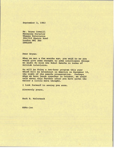 Letter from Mark H. McCormack to Bryan Cowgill - Digital Commonwealth