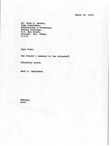 Letter from Mark H. McCormack to Frederick W. Heckel - Digital Commonwealth