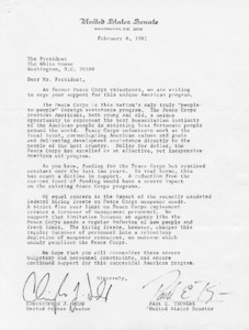 Letter from Senator Paul Tsongas, Senator Christopher Dodd and ...