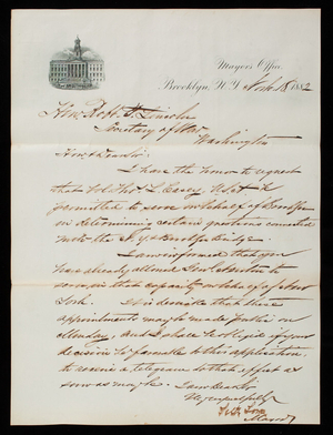 Mayor Seth Low to Robert Todd Lincoln, November 18 1882 - Digital ...