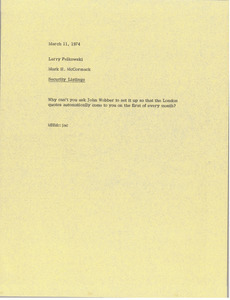 Memorandum from Mark H. McCormack to Larry Pelkowski - Digital Commonwealth