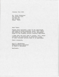 Letter from Rita M. Shackleton to Vicki Wigginotn - Digital Commonwealth