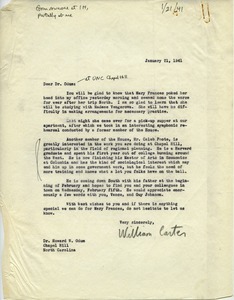 Letter from William D. Carter to Howard W. Odum - Digital Commonwealth