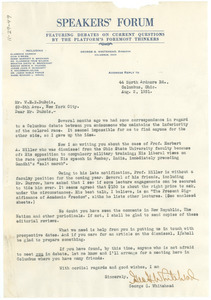Letter from Speakers' Forum to W. E. B. Du Bois - Digital Commonwealth