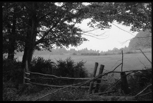View over fence and field, Montague Farm Commune - Digital Commonwealth