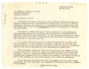 Letter from Atlanta University students to Rufus E. Clement - Digital ...