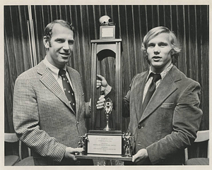 Roy Samuelsen holding his award with Coach Howard Vandersea (1976 ...