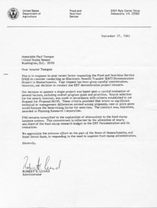 Letter to Paul Tsongas from Robert E. Leard regarding Electronic ...
