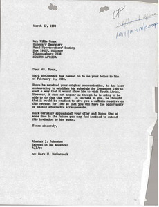 Letter from Alastair J. Johnston to Willie Roux - Digital Commonwealth