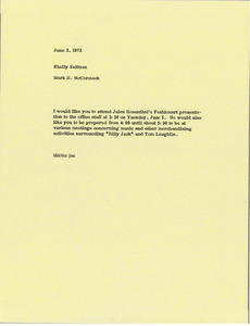 Memorandum from Mark H. McCormack to Shelly Saltman - Digital Commonwealth