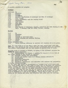 A possible schedule and program [Work camp plans] - Digital Commonwealth