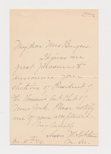 Ruth Burgess letter written by secretary of Woman's Art Club of New ...