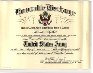 Phyllis Frye's Honorable Discharge Certificate from the United States ...