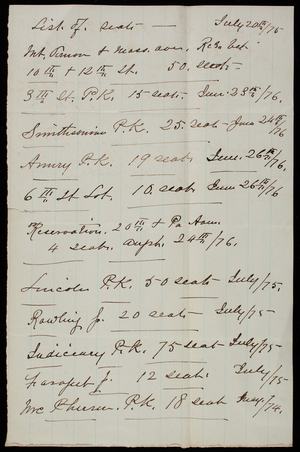 List of seats, August 24, 1876 - Digital Commonwealth