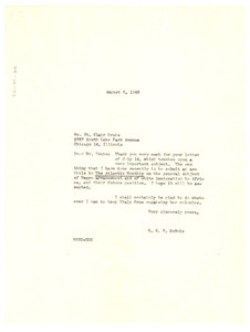 Letter from W. E. B. Du Bois to St. Clair Drake - Digital Commonwealth