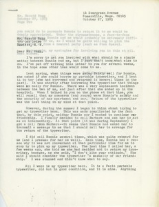 Letter from Judi Chamberlin to Harold Rugg - Digital Commonwealth