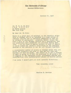 Letter from Charles Merriam to W. E. B. Du Bois - Digital Commonwealth