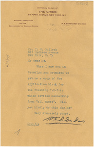 Letter from W. E. B. Du Bois to I. W. Bullock - Digital Commonwealth